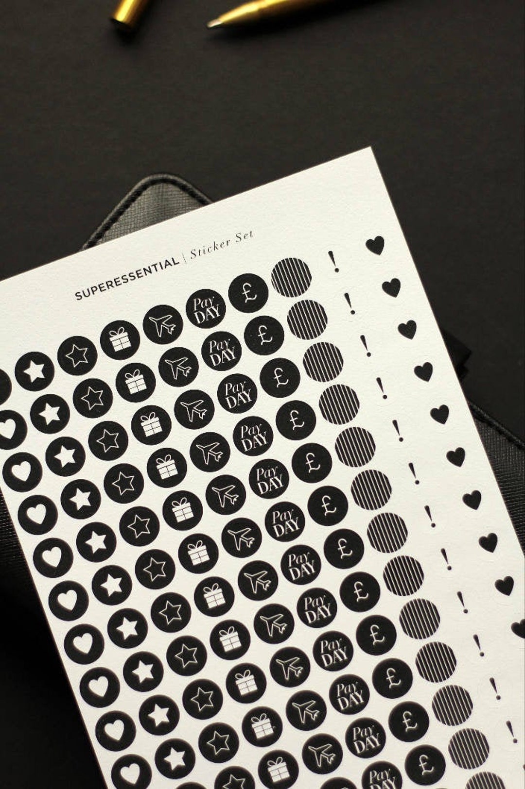 Superessential Minimal Planner Stickers Black and White Icon Stickers ...