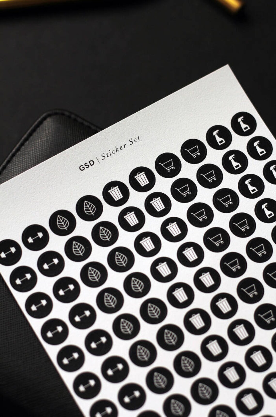 Daily Tasks Mini Icon Stickers Black Tasks Sticker Set | Etsy