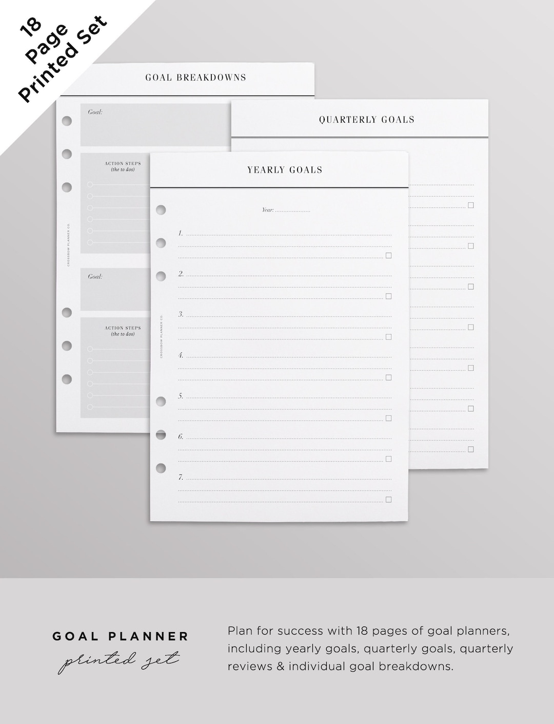 PRINTED Goal Planner Pack A5 Planner Inserts Printed Goal Setting ...