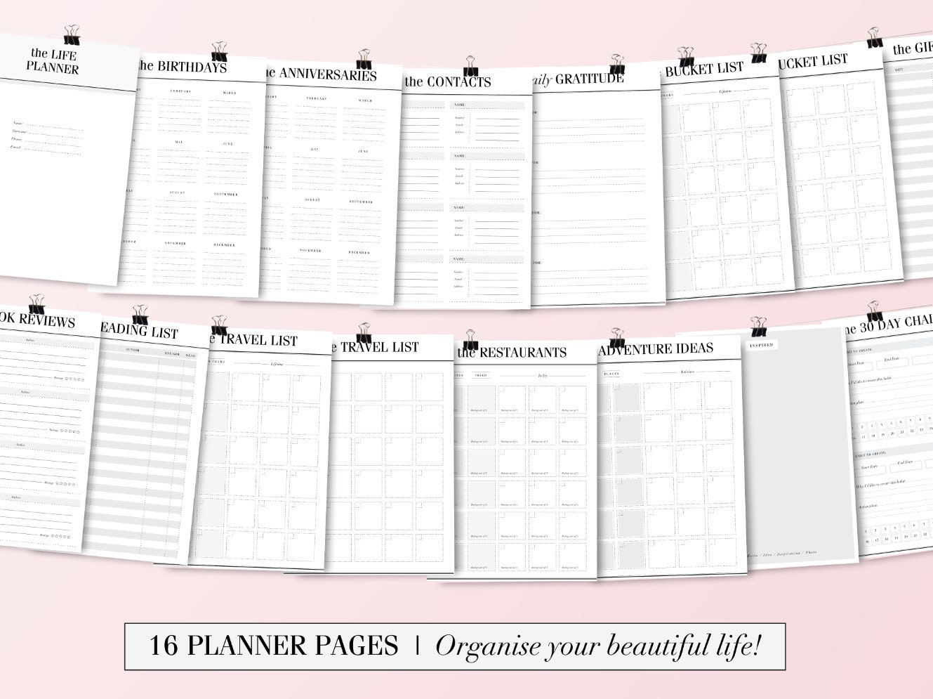 Life Planner Printable Habit Tracker Bucket List Gratitude | Etsy