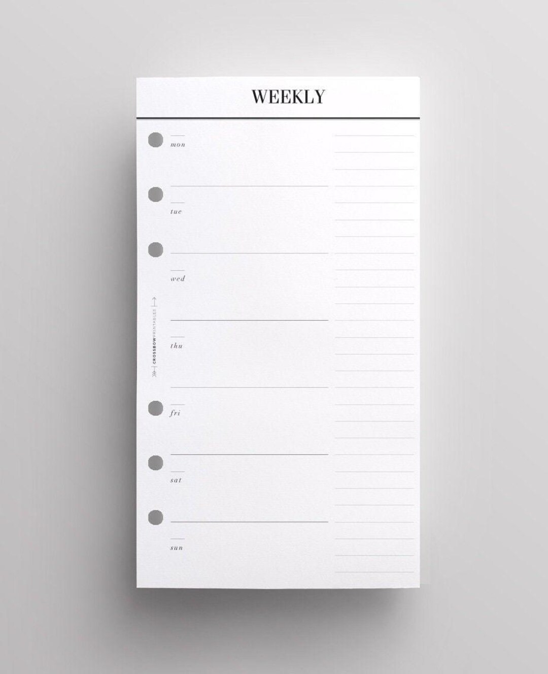 PRINTED Week on One Page Planner Inserts | Weekly Personal Size ...