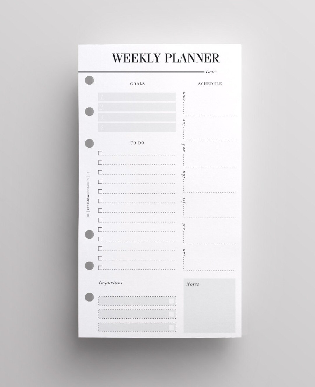 PRINTED Personal Size Weekly Planner Inserts Week on One - Etsy UK
