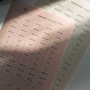 Everyday Typographic Planner Stickers | Clear Minimal Sticker Set ...