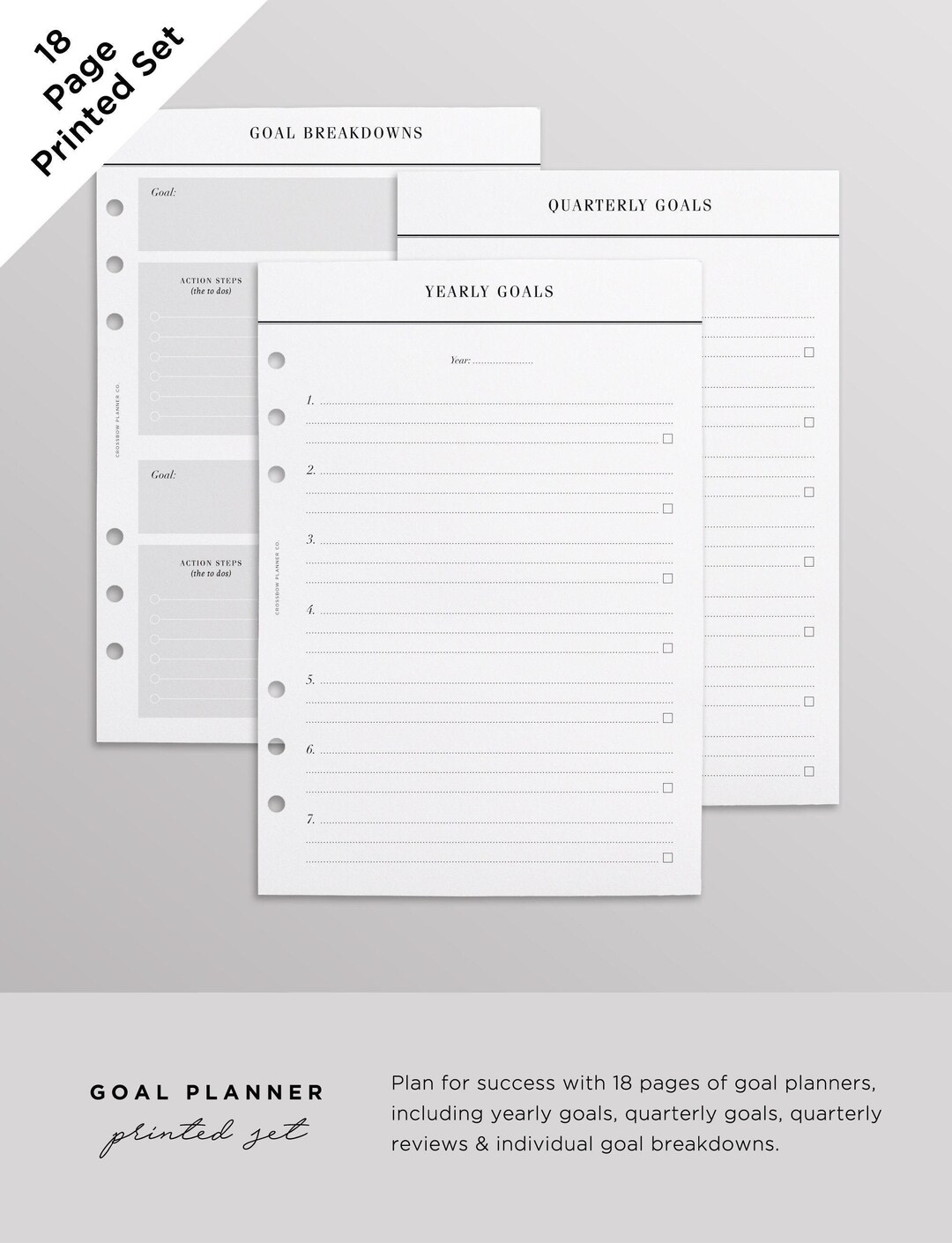 PRINTED Goal Planner Pack | A5 Planner Inserts Printed | Goal Setting ...
