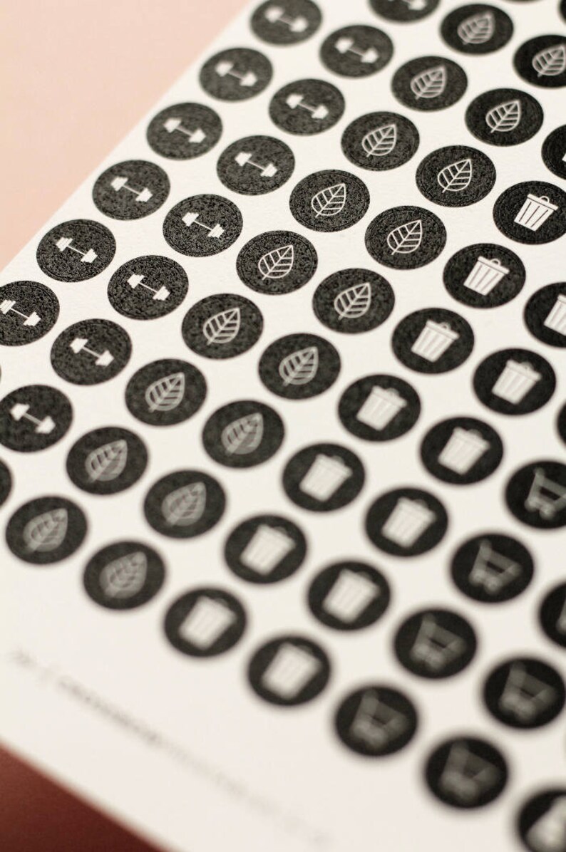 Daily Tasks Mini Icon Stickers Black Tasks Sticker Set | Etsy