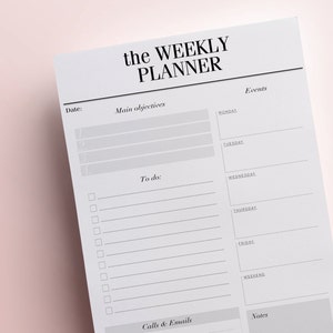 Weekly Planner Printable Detailed Week in Review Desk Pad / | Etsy