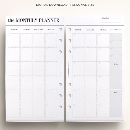 Undated Monthly Planner Printable Monthly Calendar Inserts - Etsy