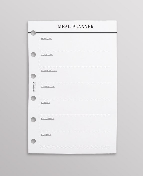 Paper PRINTED Minimalist Meal planner Insert refills for your pm mm ...