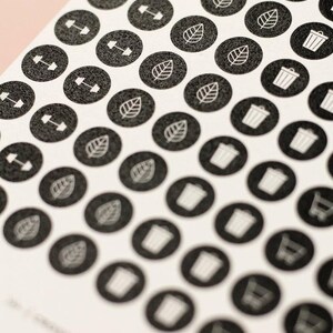 Daily Tasks Mini Icon Stickers - Black Tasks Sticker Set - Weekly Task ...
