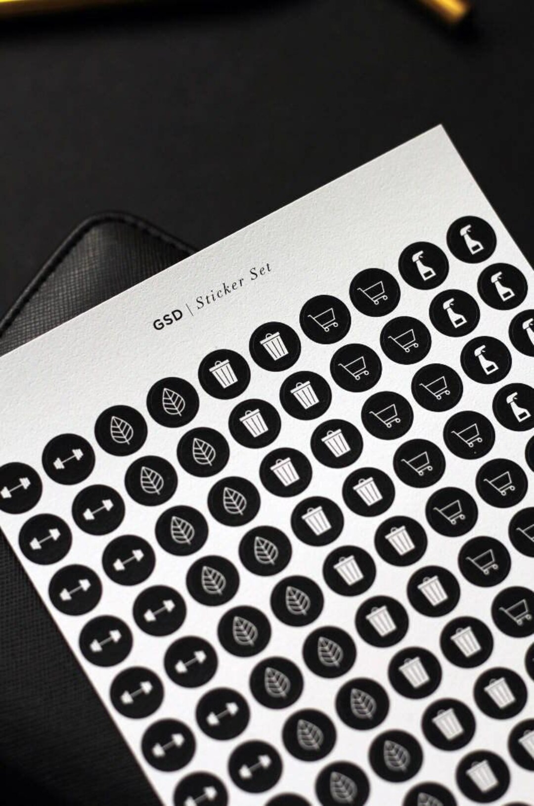 Daily Tasks Mini Icon Stickers - Black Tasks Sticker Set - Weekly Task ...