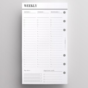 PRINTED WO2P Vertical Edition Personal Size Weekly Planner Inserts Week ...