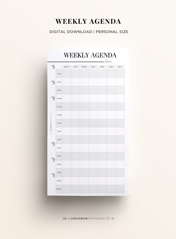 PRINTABLE PERSONAL Weekly Schedule Printable Personal Size | Etsy