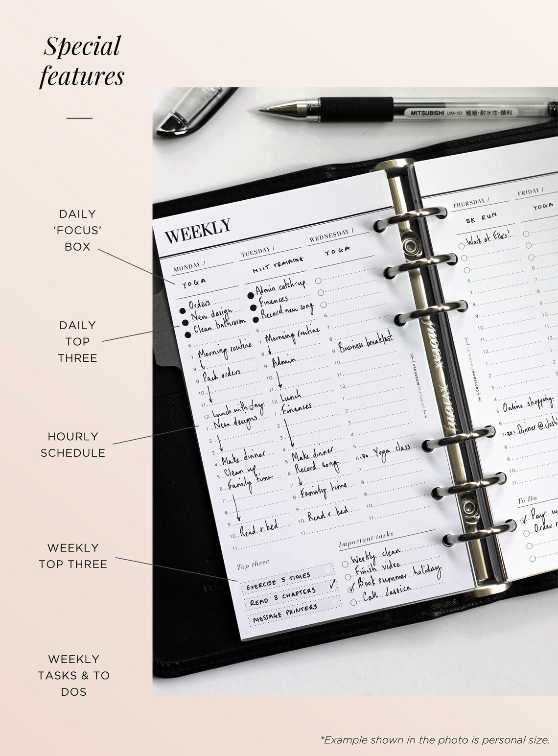 PRINTABLE Personal Wide Weekly Planner Pages Personal Wide | Etsy