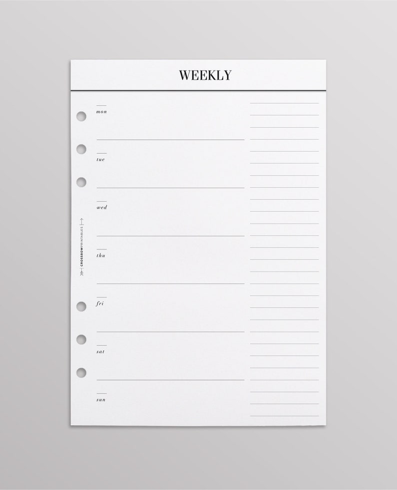 PRINTED A5 Week on One Page Planner Inserts Weekly Overview | Etsy UK