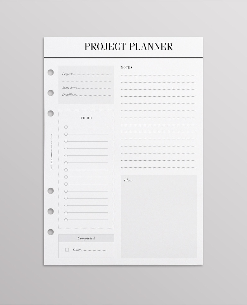 PRINTED Project Planner Pages A5 | Projects to Do List | Work Planner ...