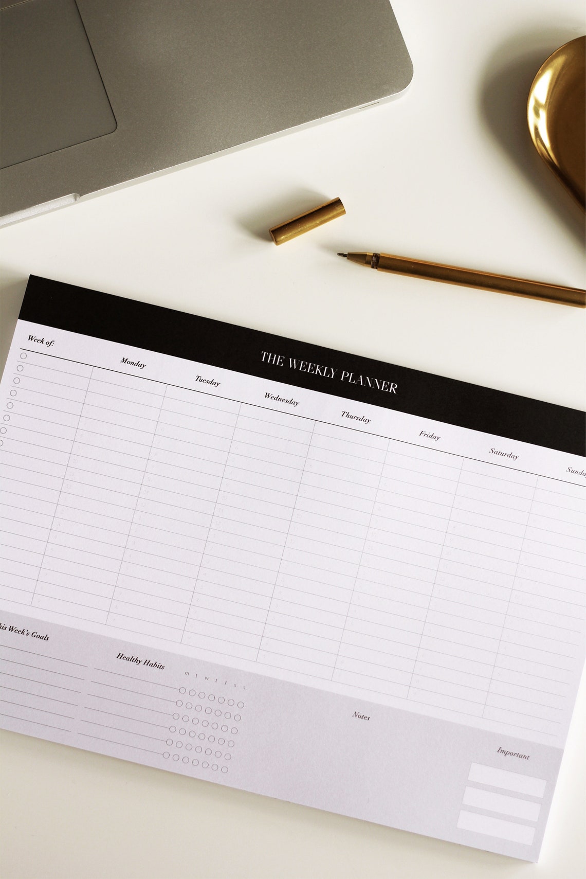 Executive Weekly Desk Pad Minimal To Do Notepad Weekly | Etsy