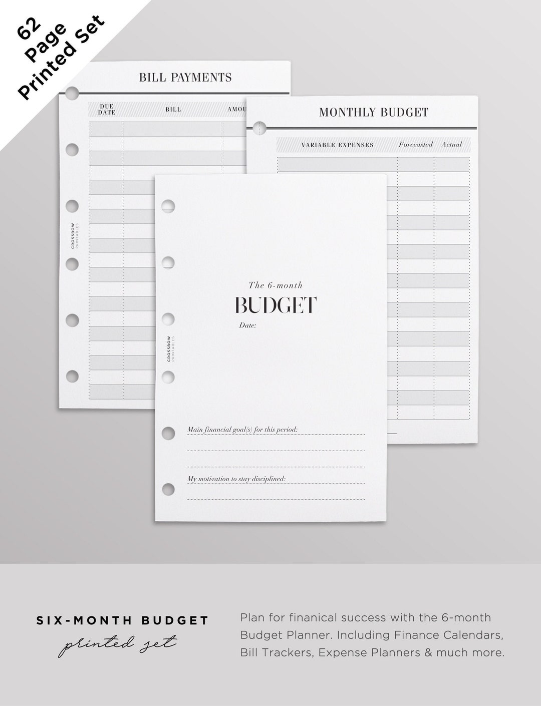 PRINTED Budget Planner Pocket Planner Inserts, 62-page Set, Finance ...