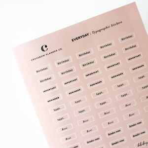 Everyday Typographic Planner Stickers | Clear Minimal Sticker Set ...