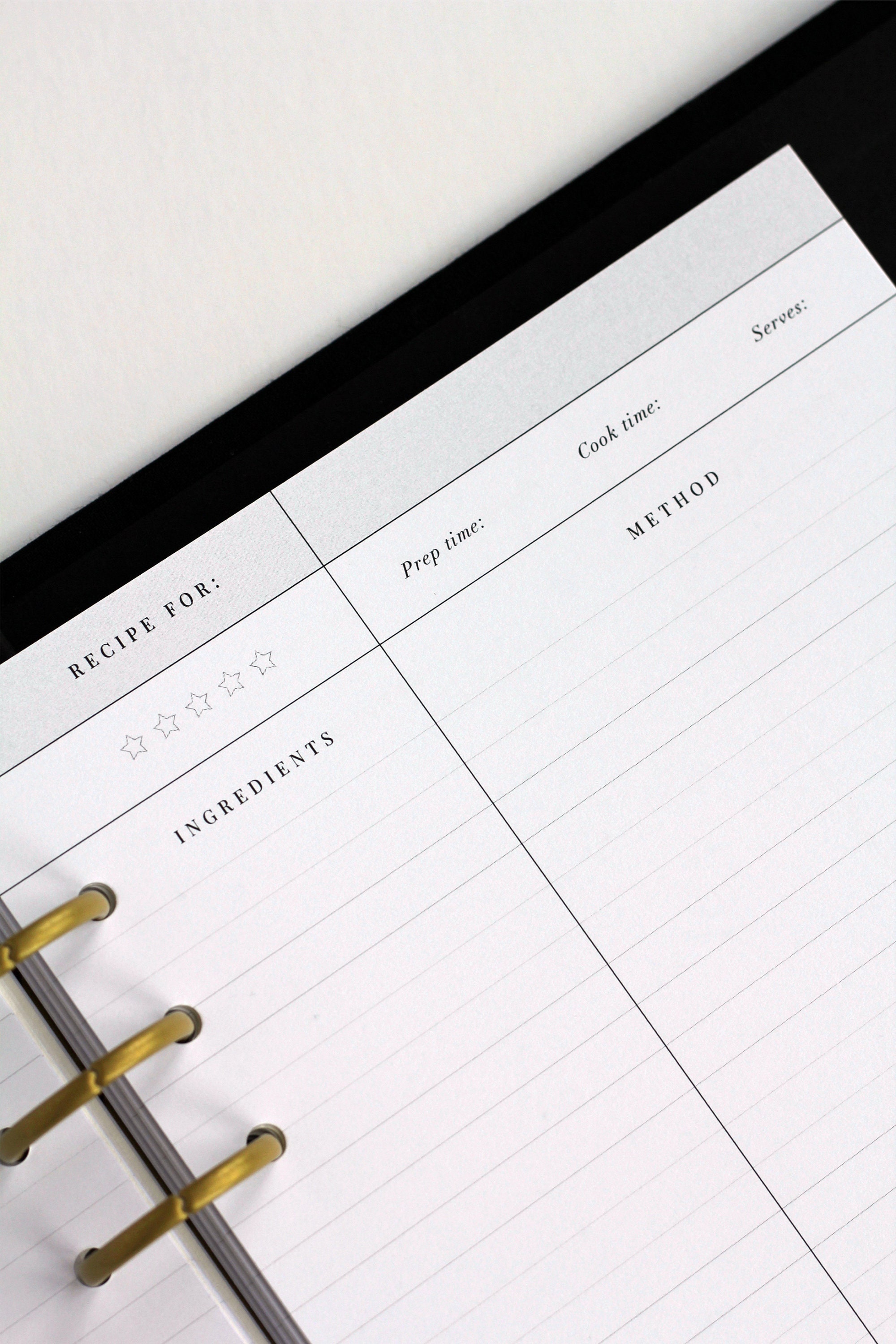 Recipe Inserts A5 Minimal Recipe Binder Refills 82 Pages - Etsy