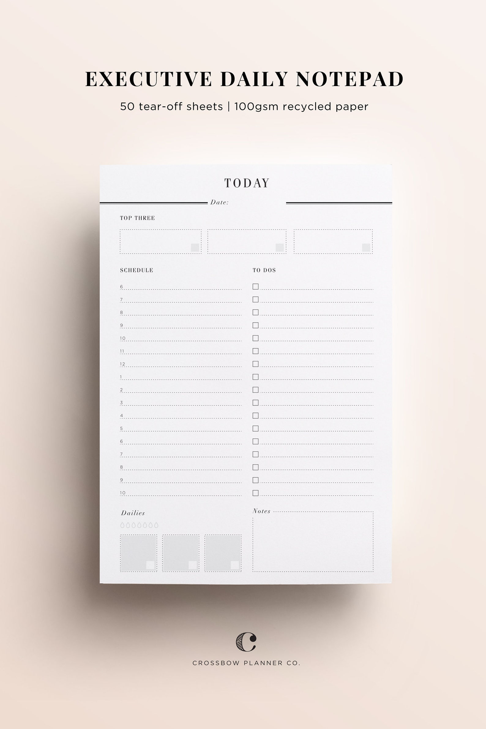 Daily Desk Pad Minimal to Do Notepad Daily Planner Notepad - Etsy