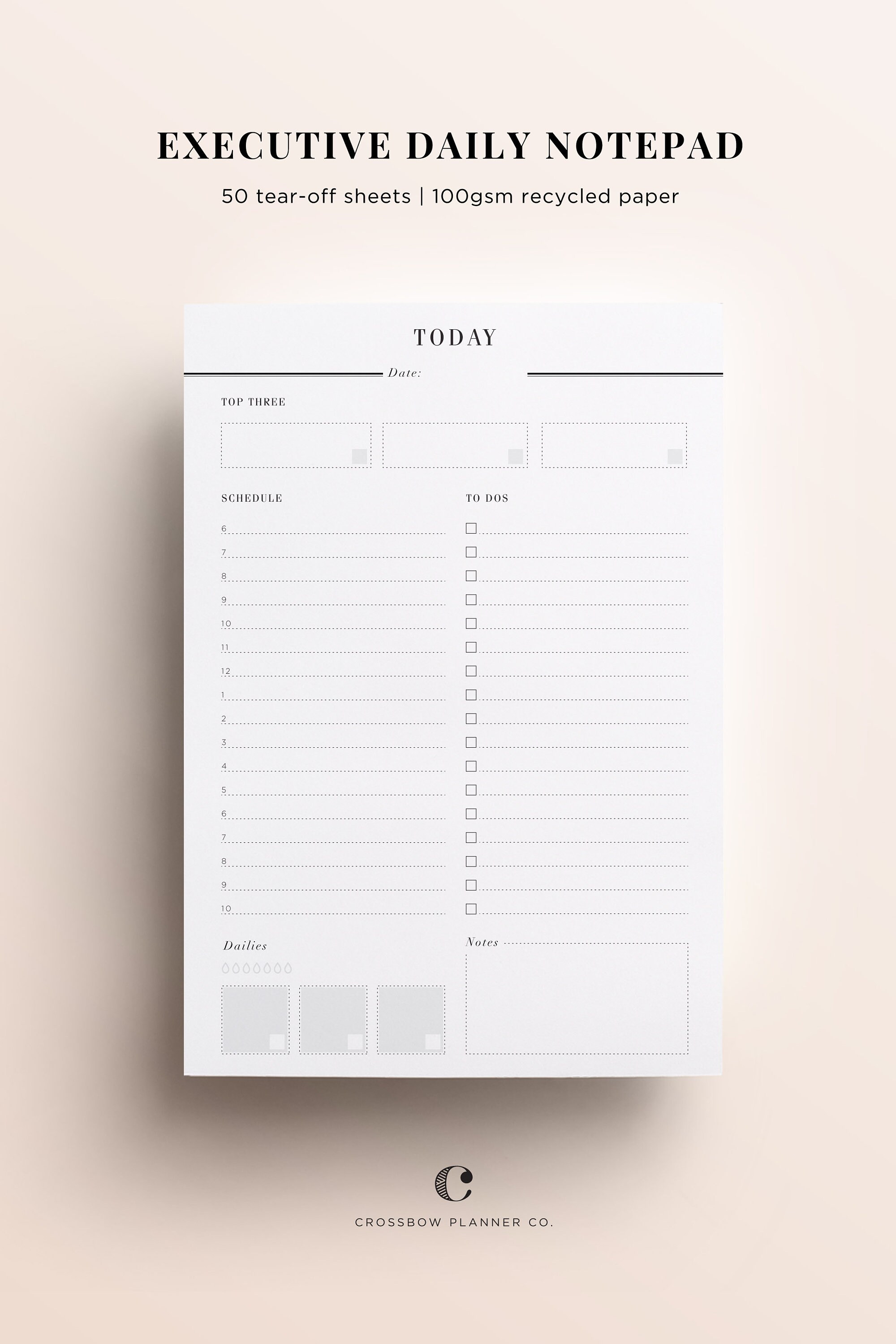 Daily Desk Pad Minimal to Do Notepad Daily Planner Notepad - Etsy