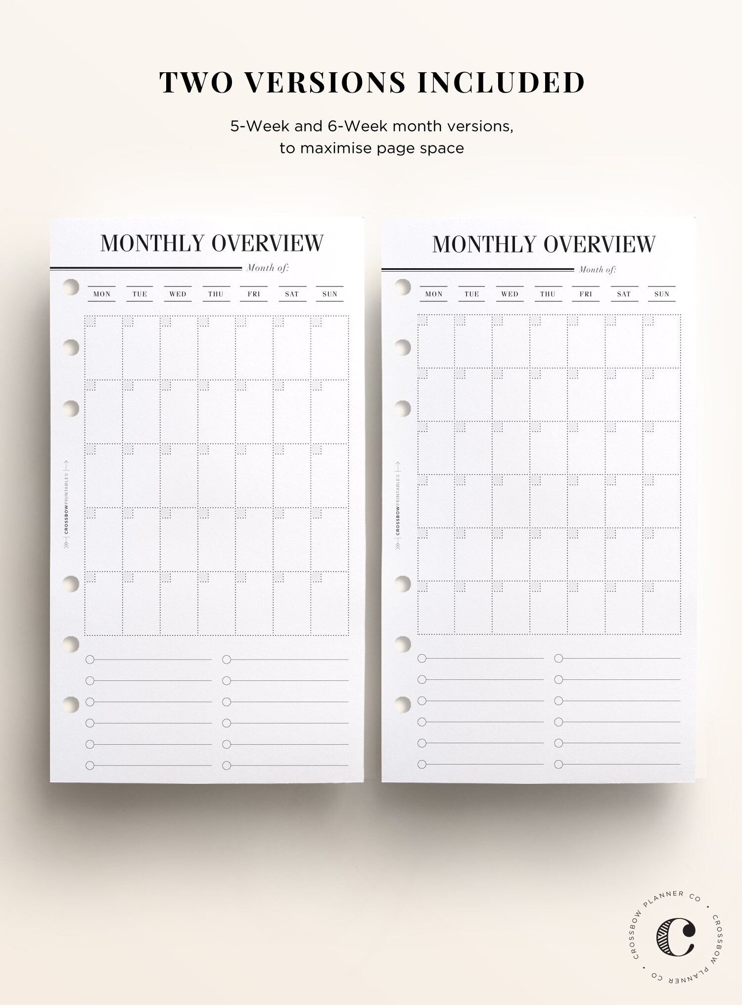 PRINTABLE PERSONAL Monthly Overview Monthly Schedule & | Etsy