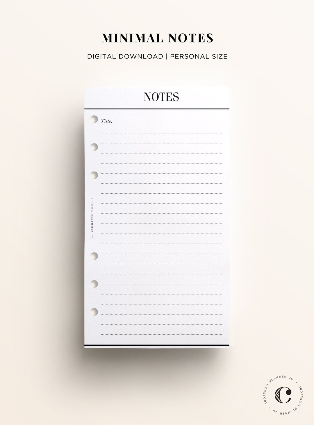 PRINTABLE PERSONAL Notes, Minimal Planner Printables, Personal Size ...