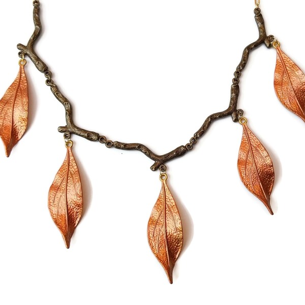 Copper Leaf Necklace - Etsy