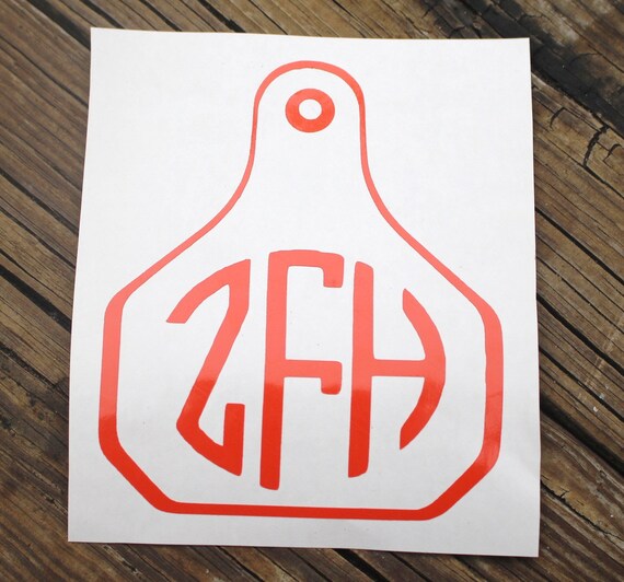 Cow Cattle Tag Monogram Vinyl Decal | Etsy