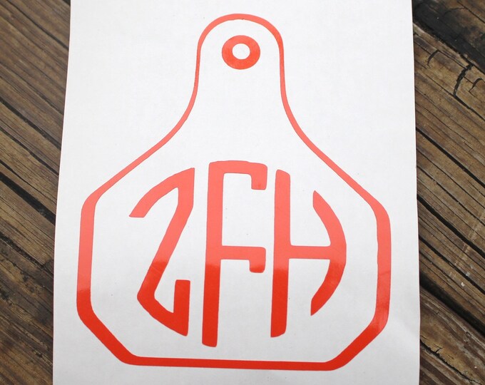 Cow Cattle Tag Monogram Vinyl Decal - Etsy