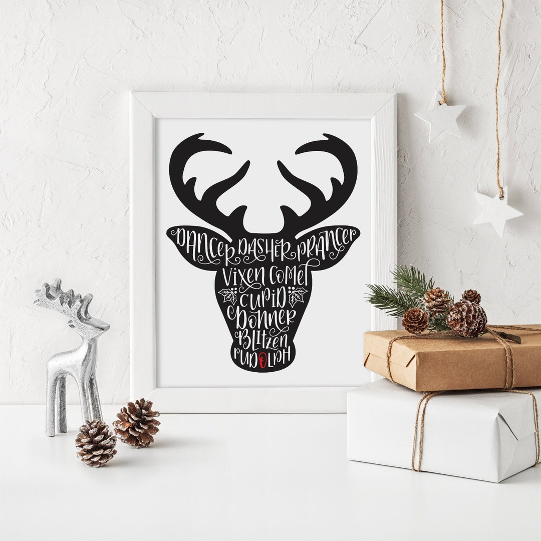 Hand Lettered, Rudolph, Santa's Reindeer, Christmas Sign, Holiday Decor ...