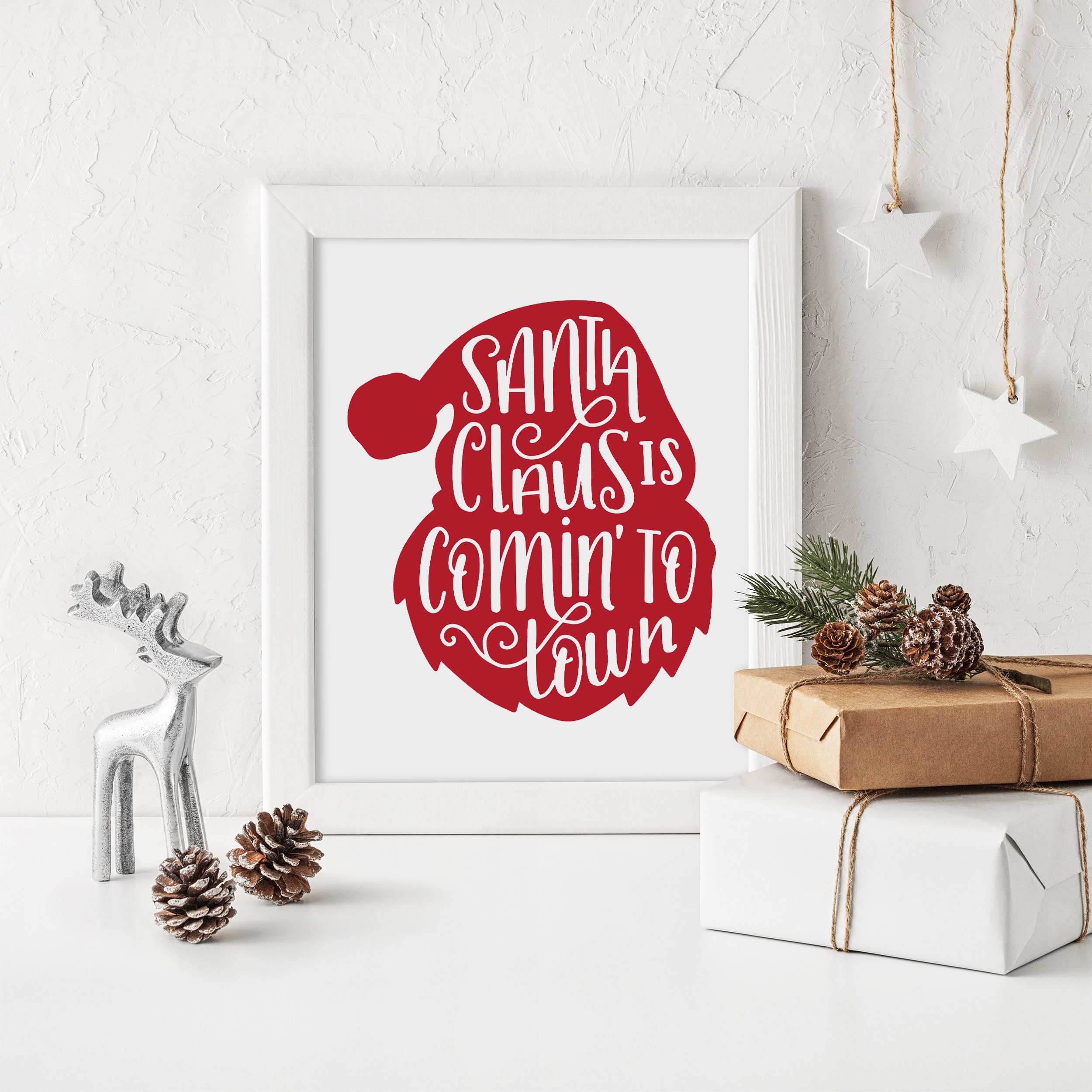 Hand Lettered Santa Claus Is Comin' to Town Christmas | Etsy