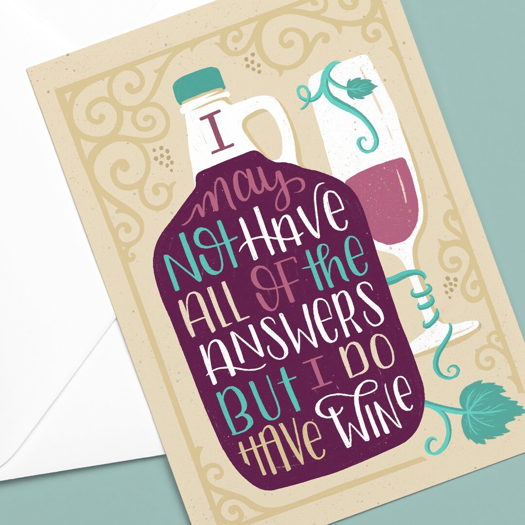 Wine Card, Sympathy Card, Divorce Card, Separation Card, Get Well Card ...