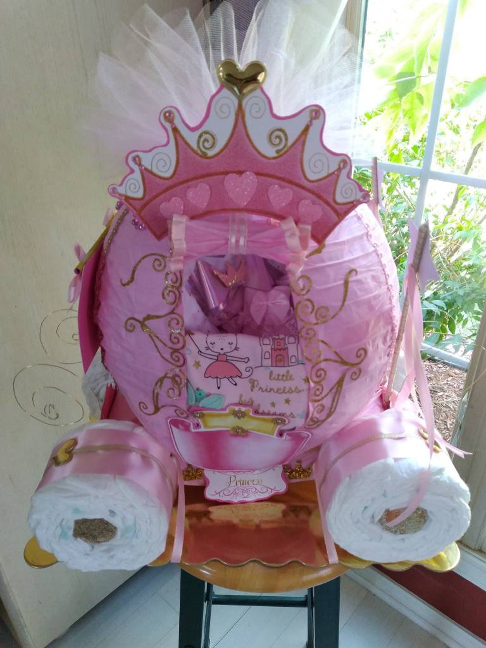 Princess Ballerina Carriage Diaper Cake| Carriage Diaper Cake | Diaper ...
