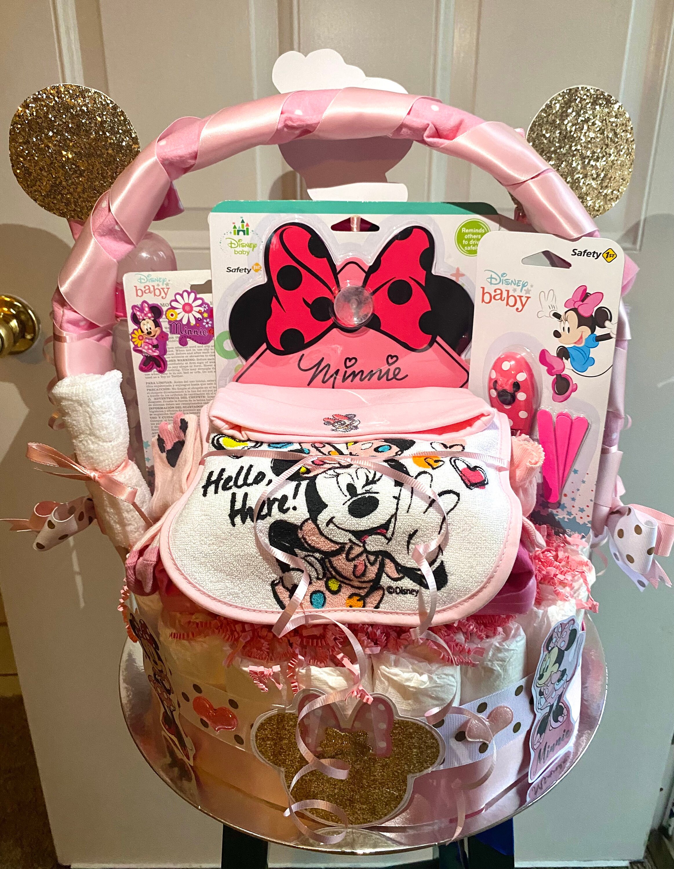 Minnie Mouse Pink/gold One Tier Diaper- Baby Shower Gift | Baby Gift ...