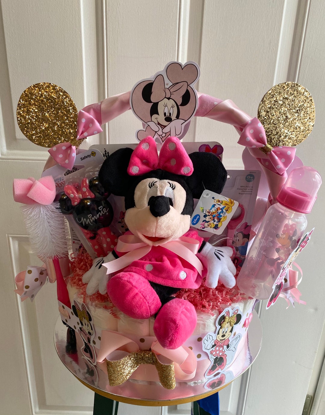 Minnie Mouse Pink/gold One Tier Diaper- Baby Shower Gift | Baby Gift ...