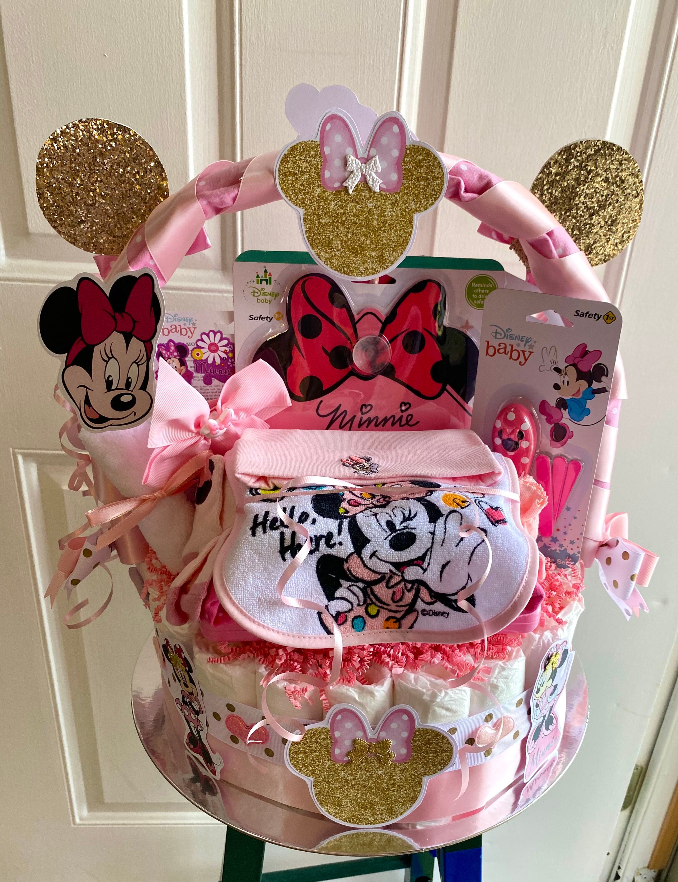 Minnie Mouse Pink/gold One Tier Diaper- Baby Shower Gift | Baby Gift ...