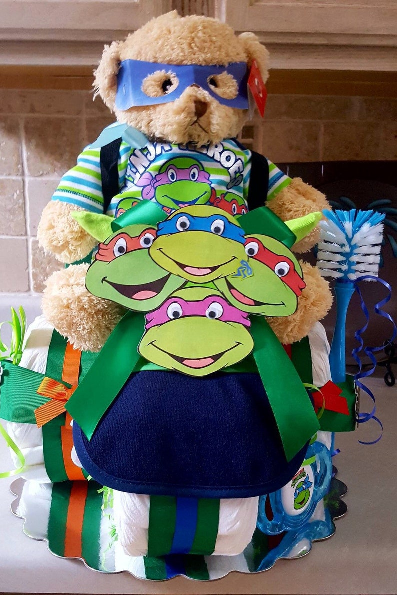 Ninja Turtle Theme Tricycle Diaper Cake | Diaper Cake | Diaper Cake ...