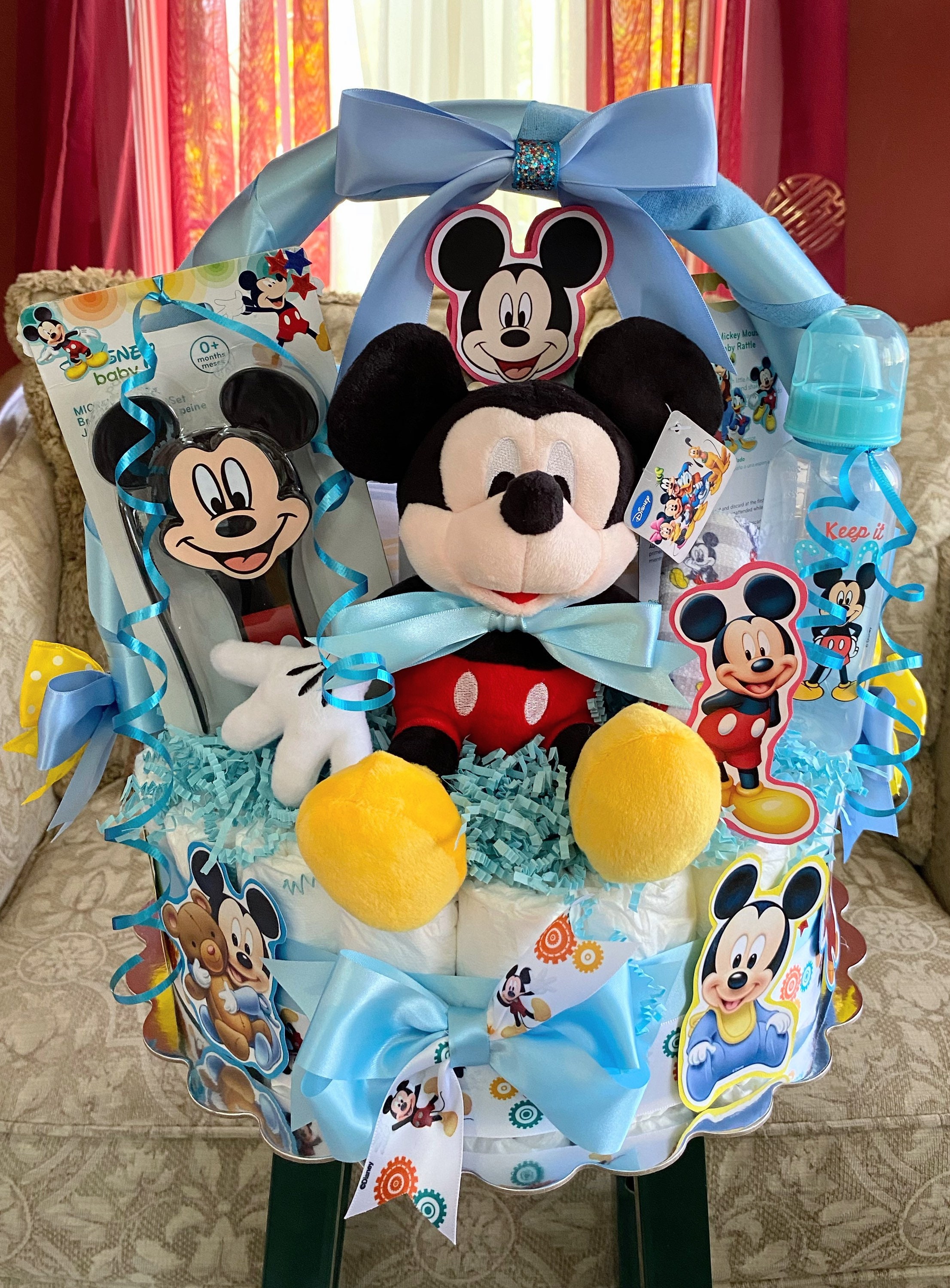 Mickey Mouse Theme One Tier Diaper Cake Mickey Party - Etsy