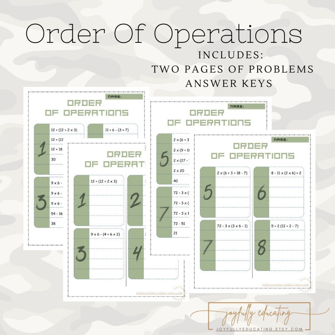 Order of Operations // PEMDAS // Math Worksheet // Digital Download ...