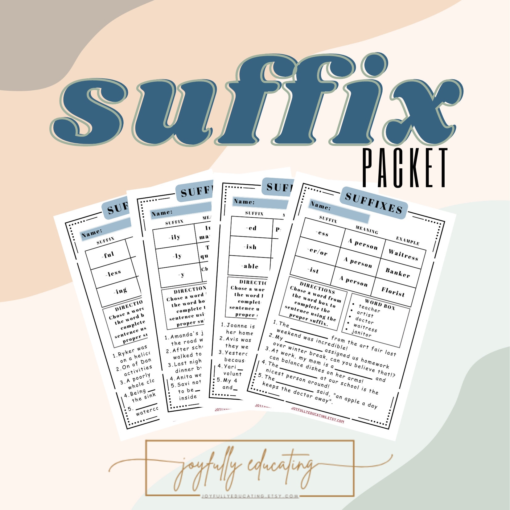 Suffix Packet // Suffix Worksheet // Affixes // Elementary School ...