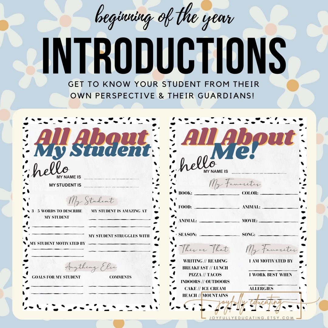 Student Introduction Bundle//all About Me//all About My Student ...