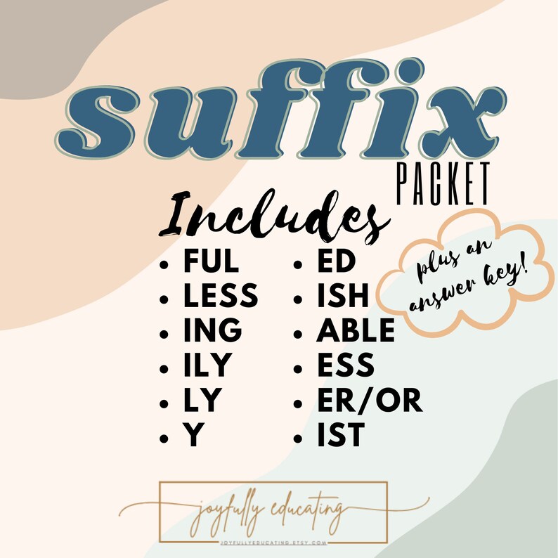 Suffix Packet // Suffix Worksheet // Affixes // Elementary School ...