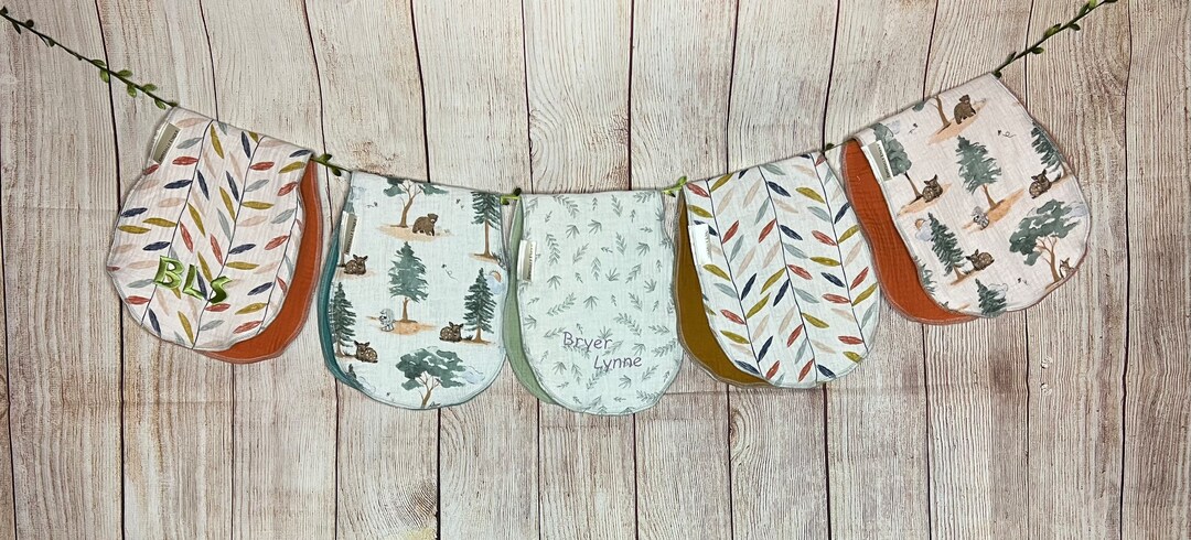 Custom Neutral NB Baby Shower Gift Set Spring Summer Burp Clothe Set of ...