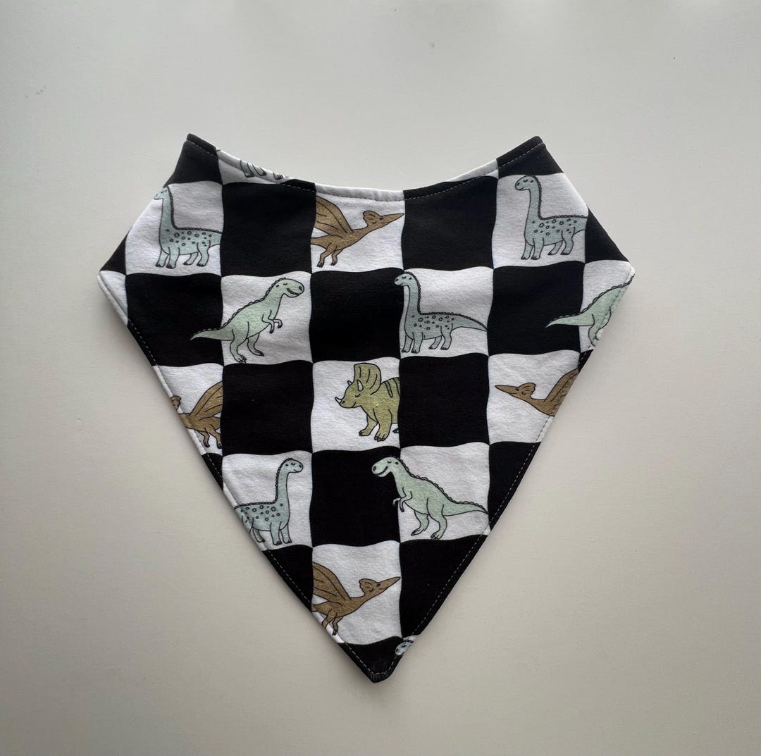Checkered Dino Bandana Bib Waterproof Big Kid Special Needs Teen Adult ...