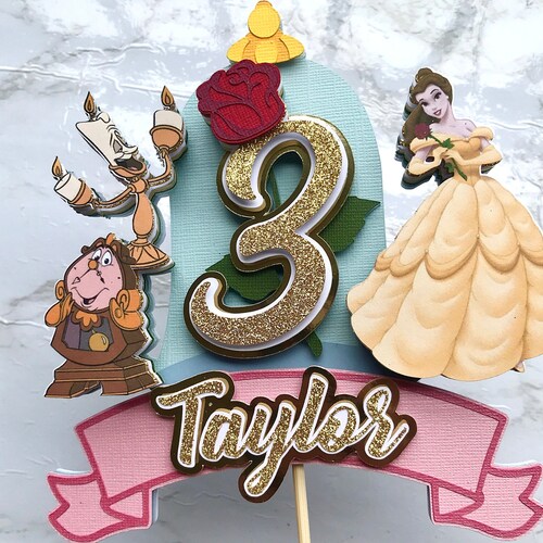 Princess Belle Personalized Cake Topper Beauty and the Beast - Etsy