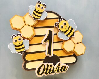 Bee One Cake Topper Bubble Bee Birthday Cake Topper Bee Day - Etsy