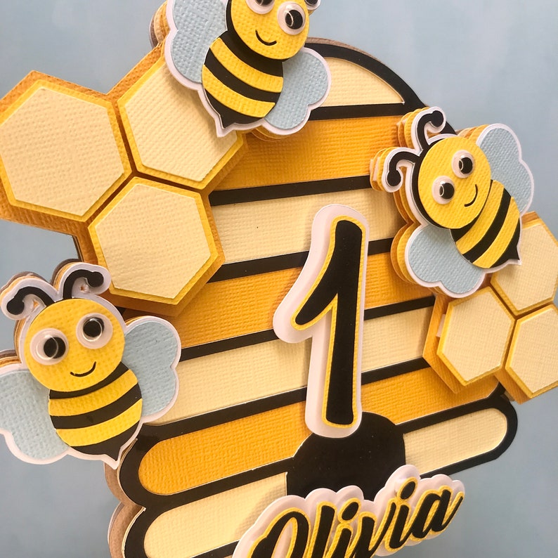 Bee Cake Topper Bee Birthday Party Decor Happy Bee Day | Etsy