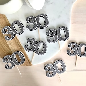 Glitter Number Cupcake Toppers | Custom Age Party Picks | 30th Birthday ...
