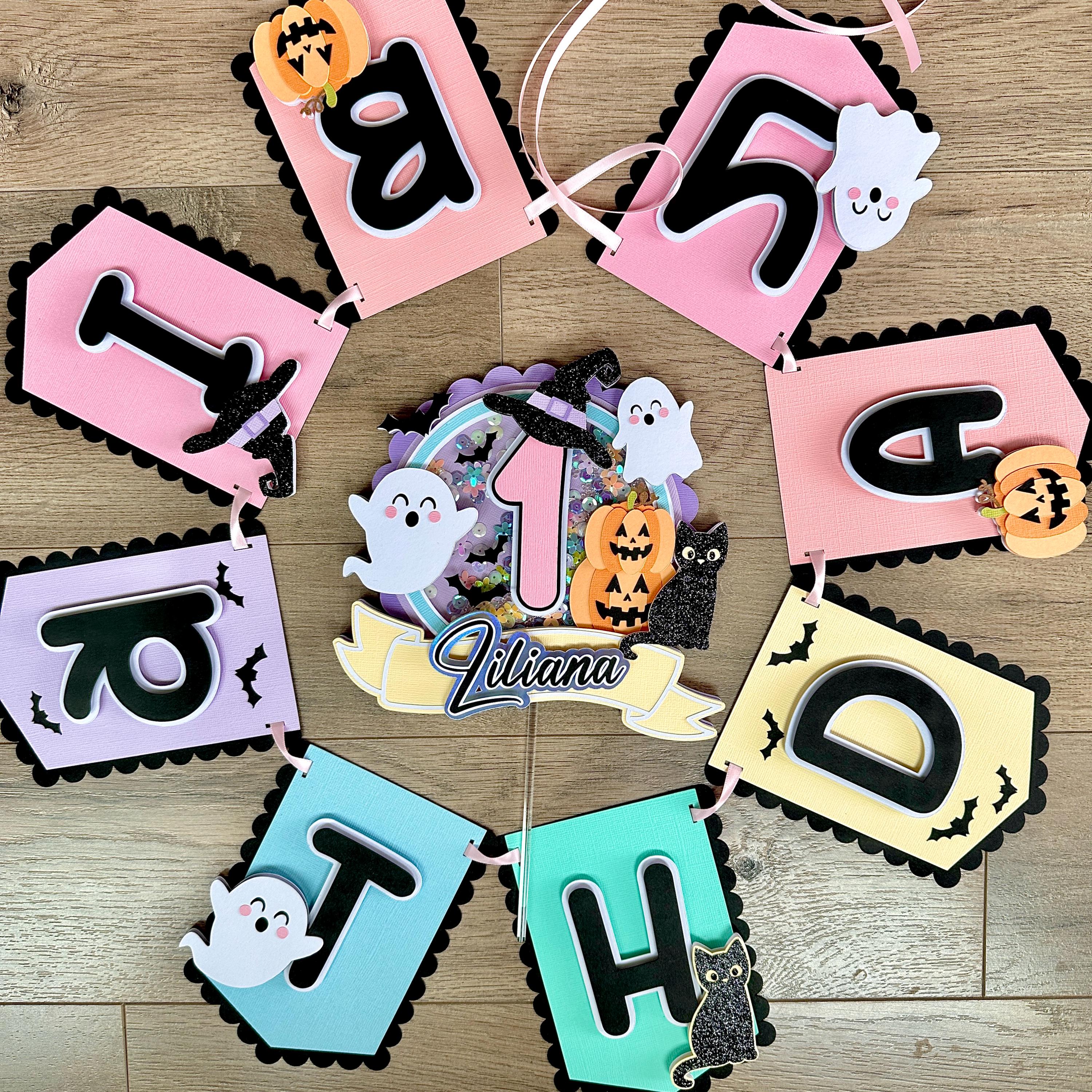 Spooky One Pastel Halloween Party Banner | Happy Birthday Banner ...